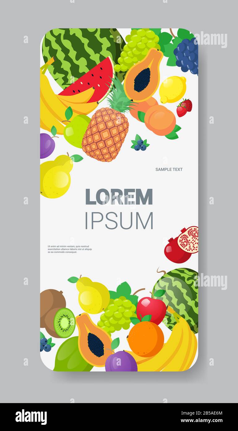 various fresh juicy fruits composition healthy natural food concept ...