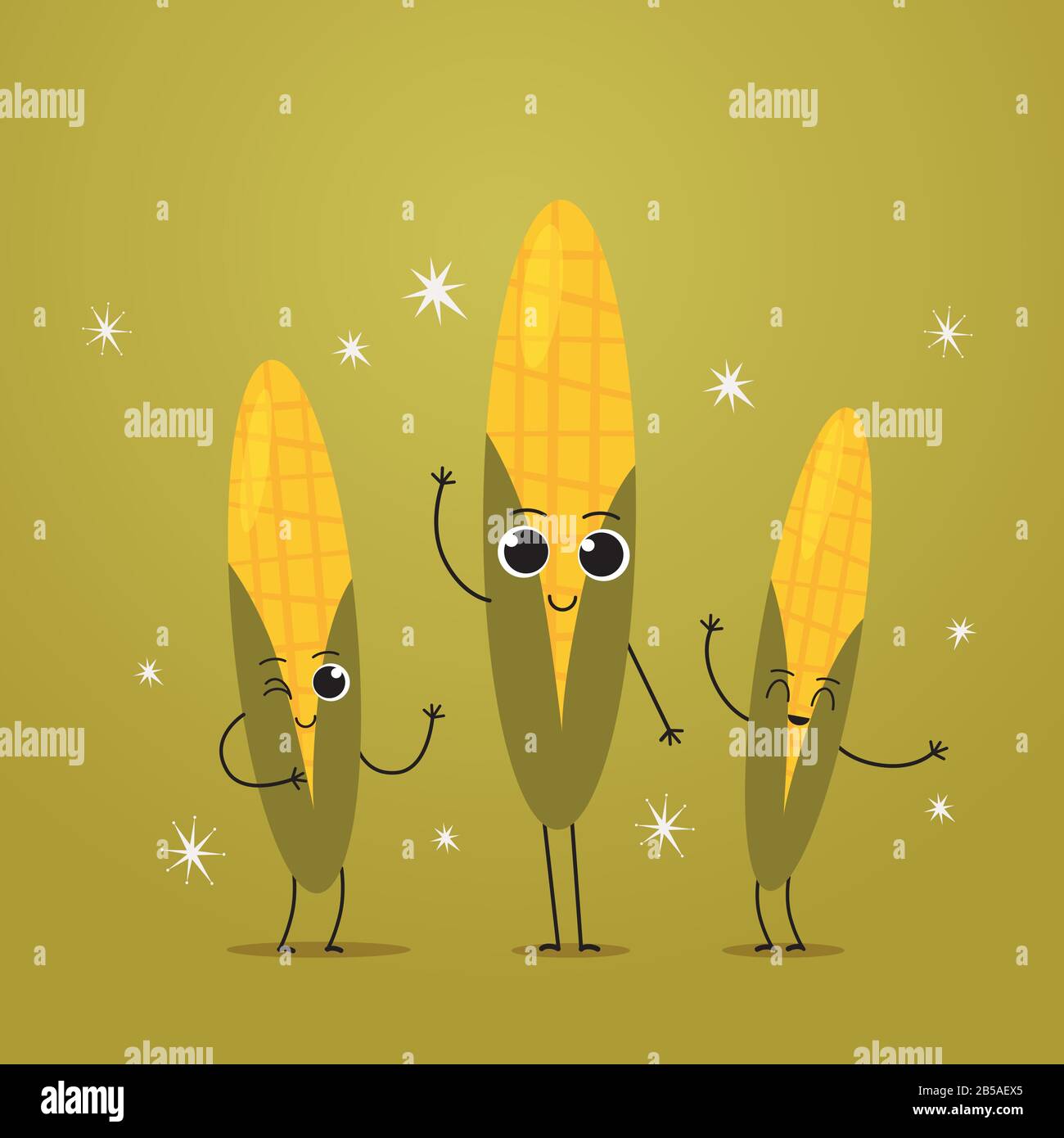 cute fresh corn characters tasty mascot vegetable personages healthy ...