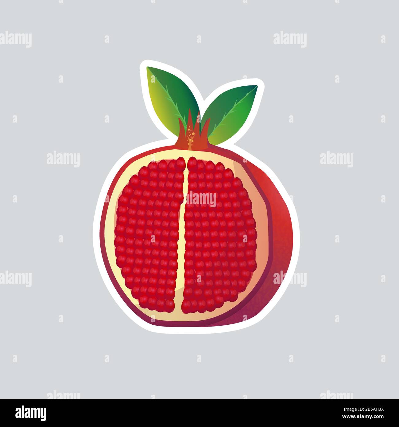 fresh juicy pomegranate icon tasty ripe fruit sticker healthy food ...