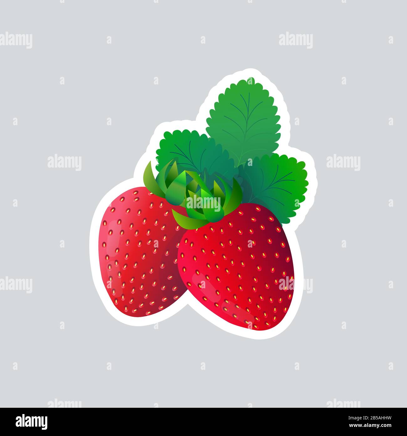 fresh juicy strawberry icon tasty ripe fruit sticker healthy food ...
