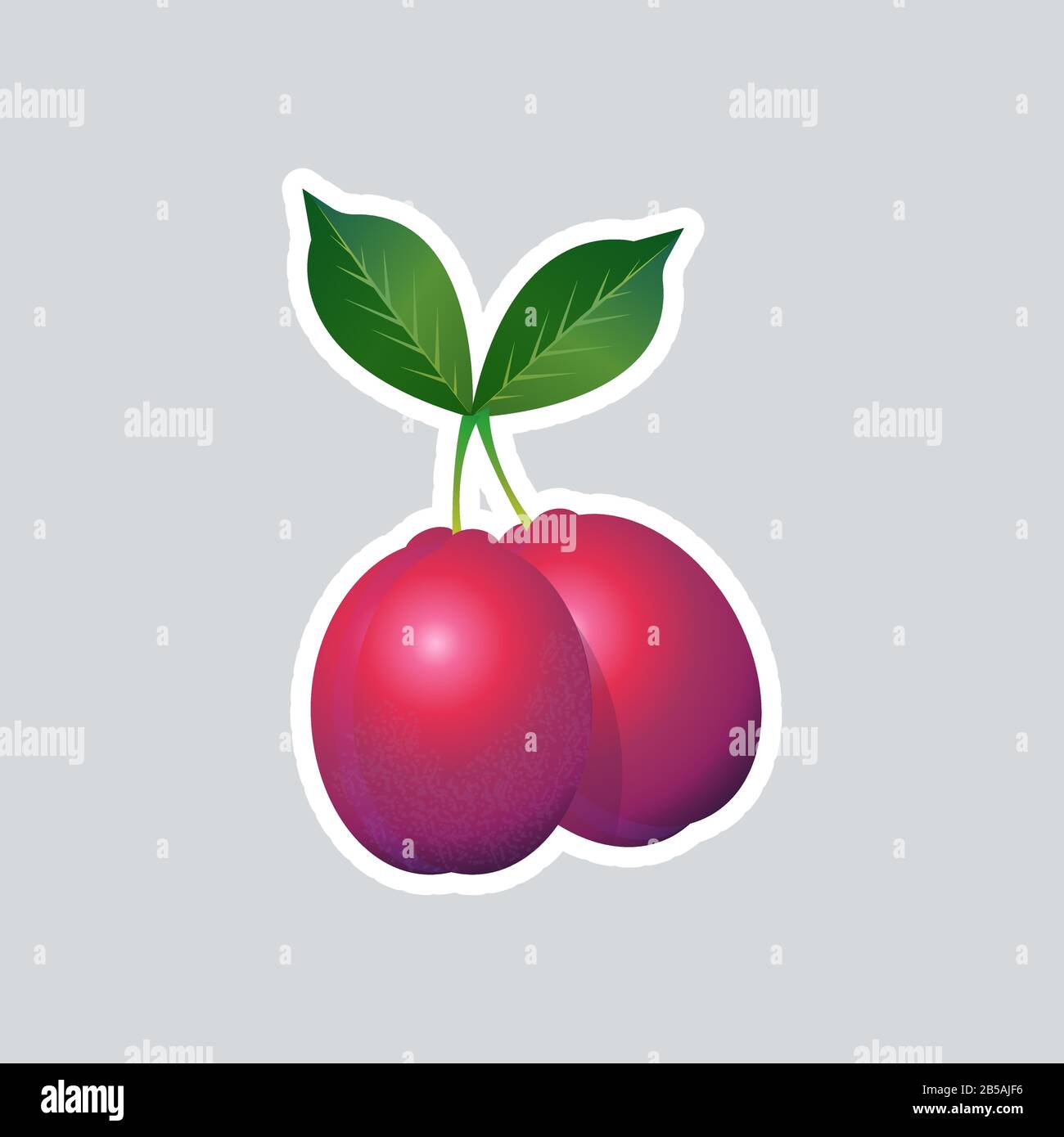 fresh juicy plum sticker tasty ripe fruit icon healthy food concept ...