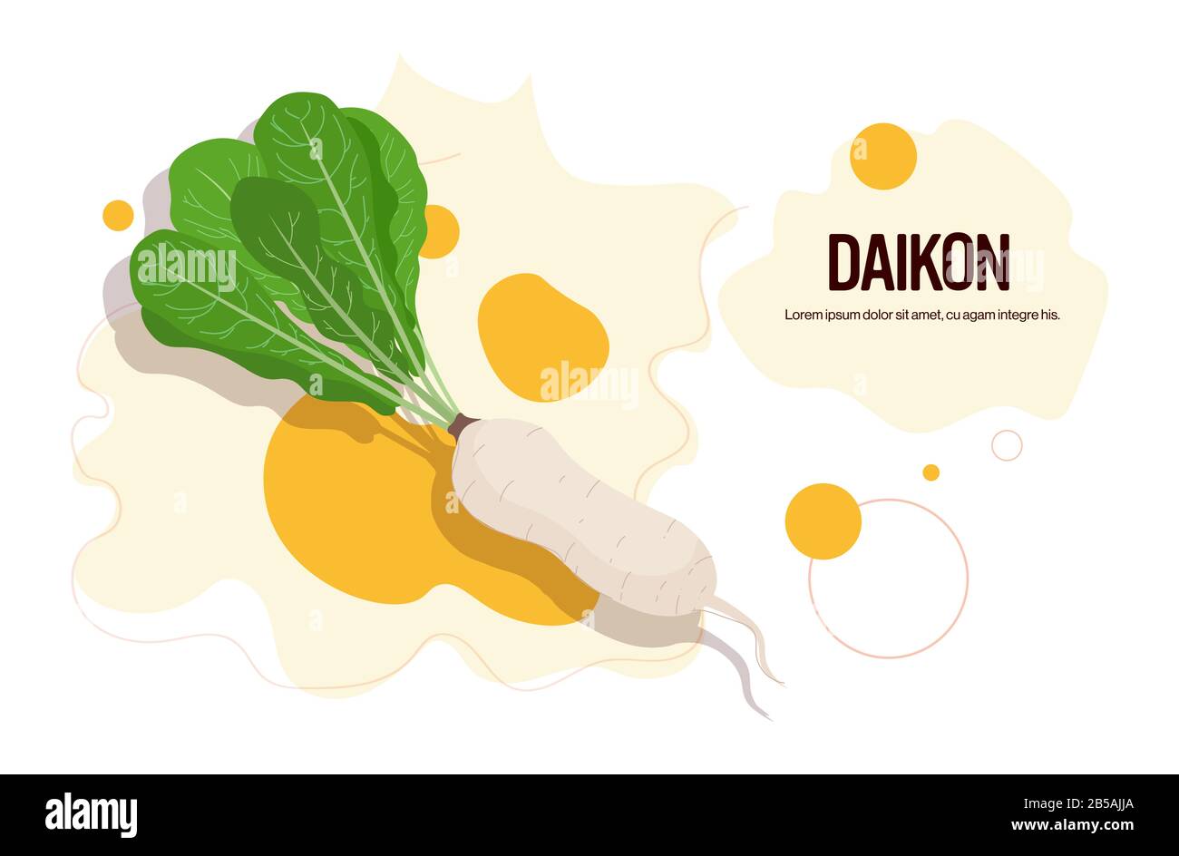 fresh daikon sticker tasty vegetable icon healthy food concept ...