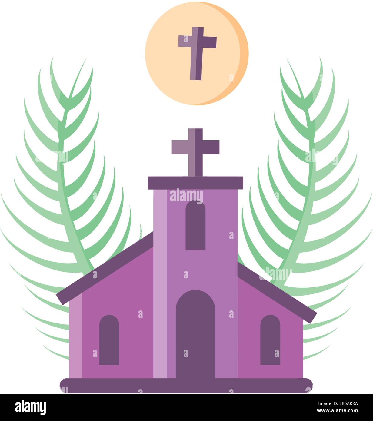 church with catholic cross in white background vector illustration ...