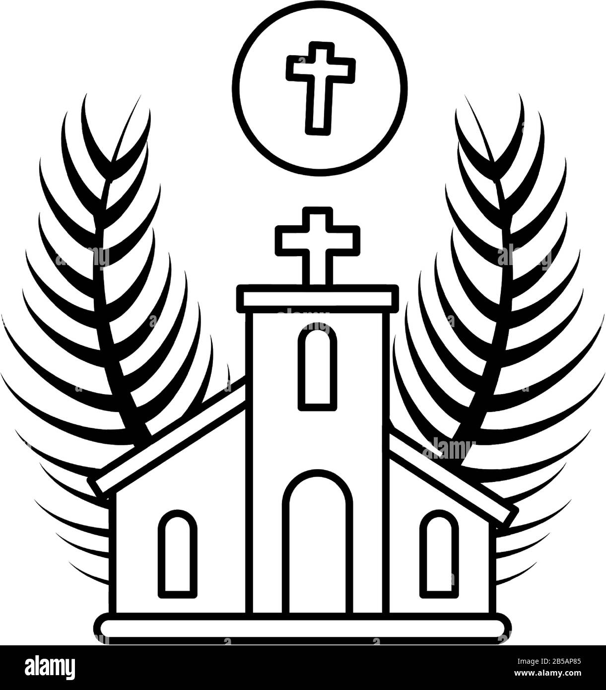 church with catholic cross in white background vector illustration ...