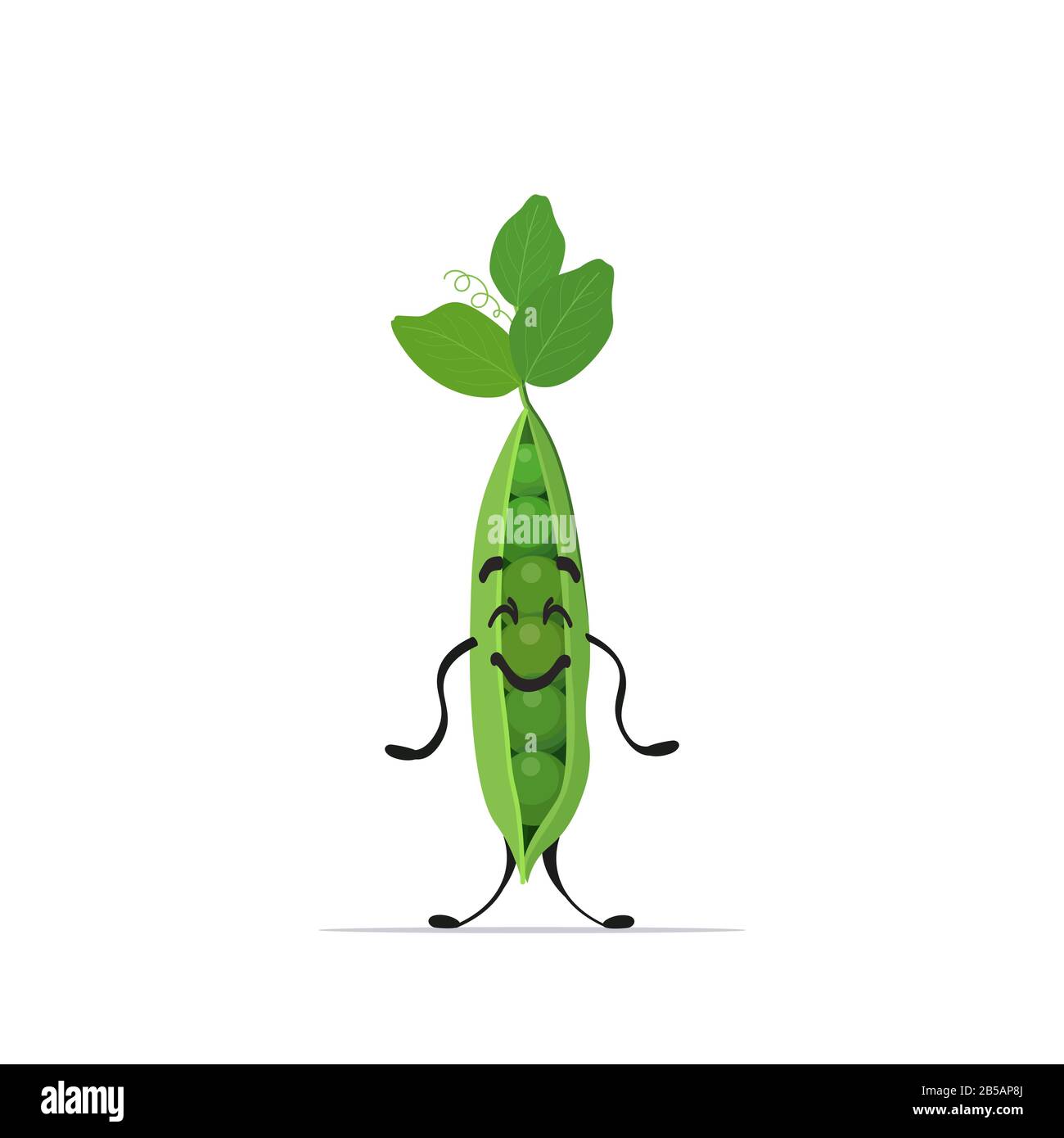 cute pea pod character cartoon mascot vegetable healthy food concept ...