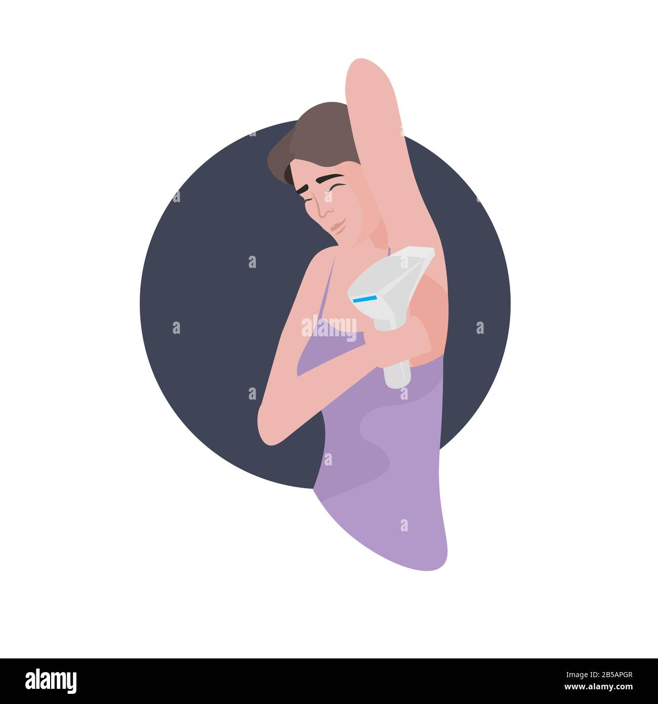 woman epilating her armpit girl using modern laser epilator hair ...