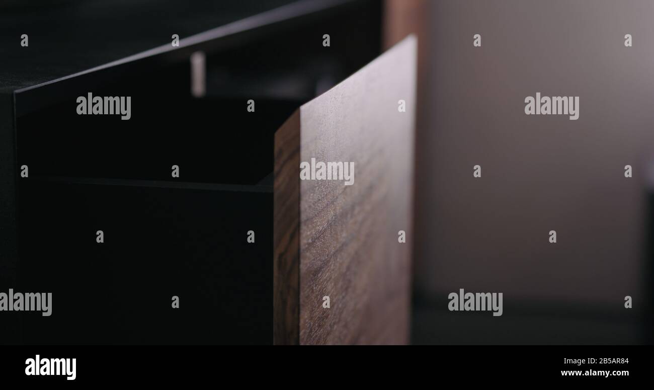 open tv stand drawer closeup, wide photo Stock Photo - Alamy