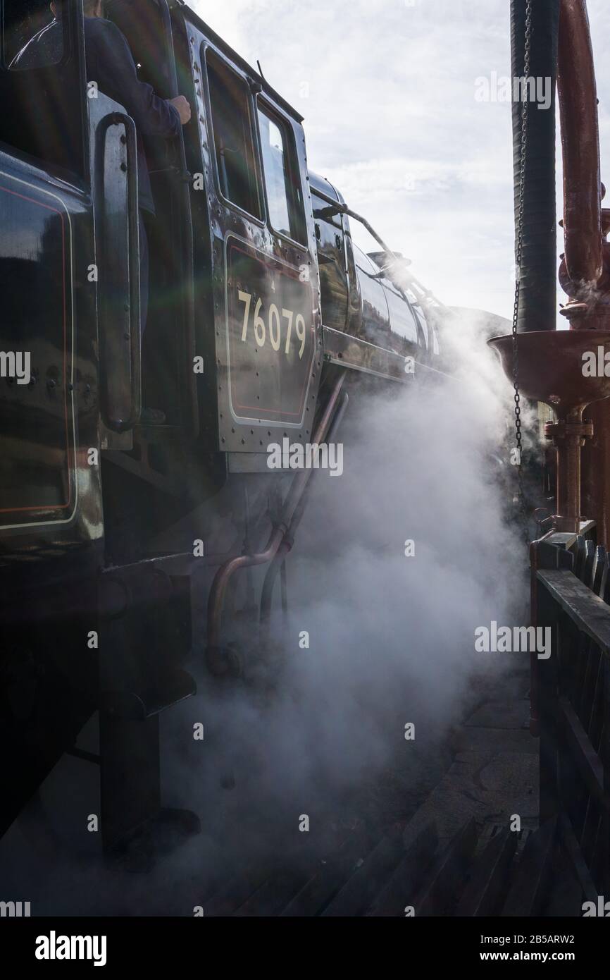 British Rail Standard 4MT steam locomotive No. 76079 at Goathland ...