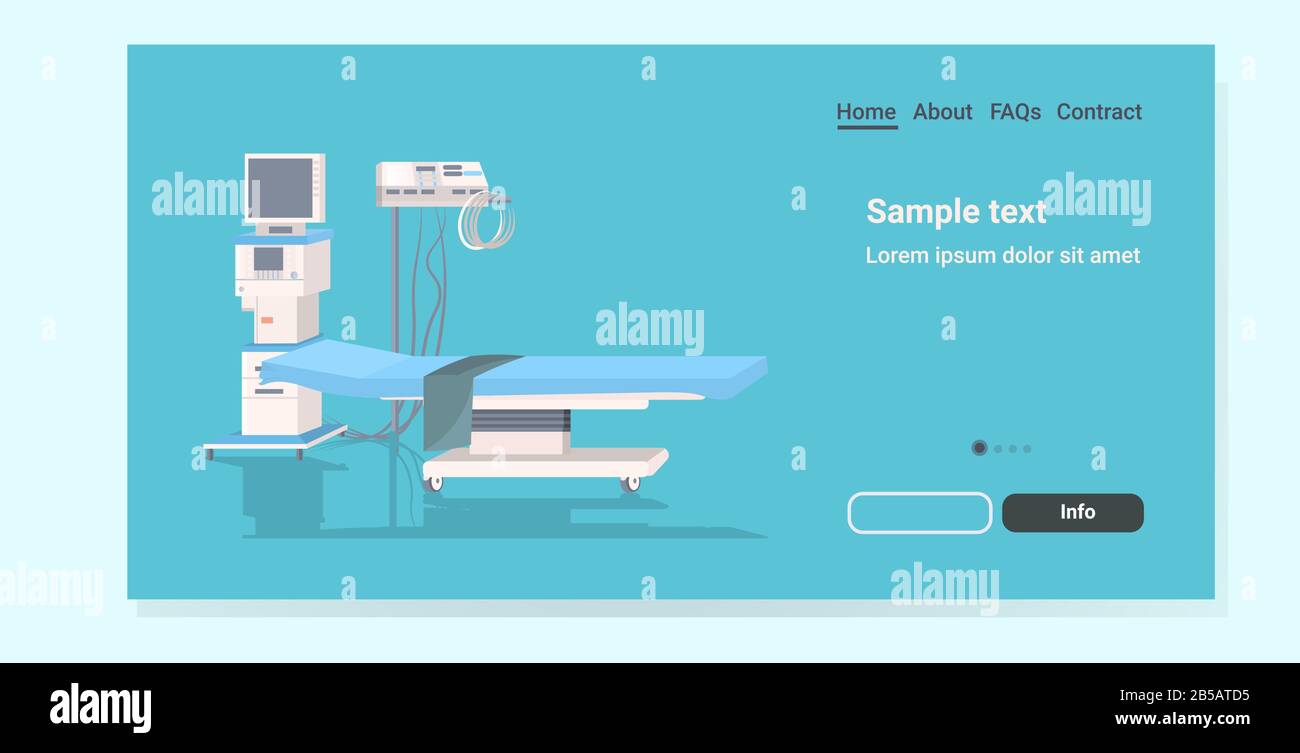 life support machine and bed at hospital ward or operating room ...