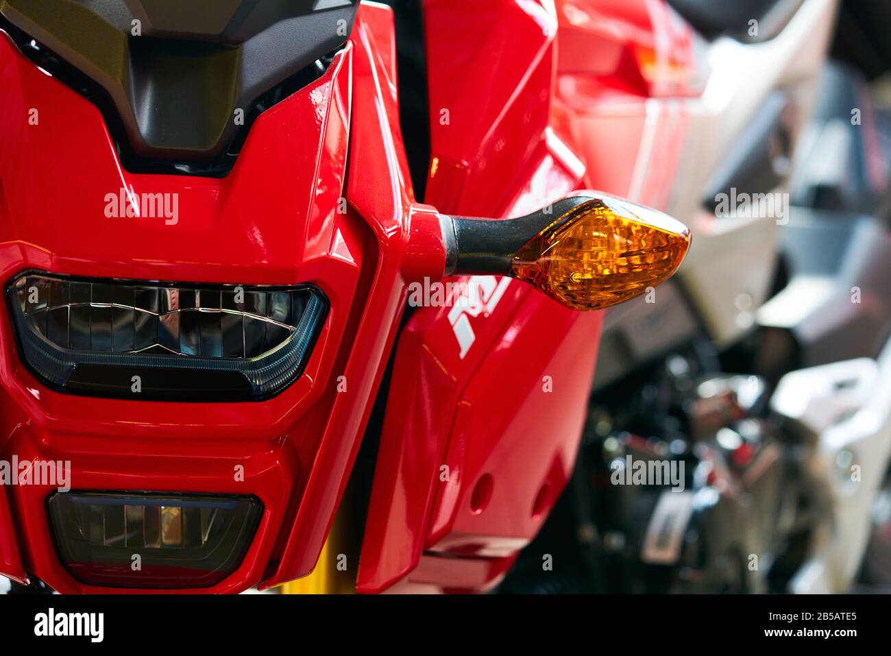 Motorcycle front details - headlights Stock Photo - Alamy
