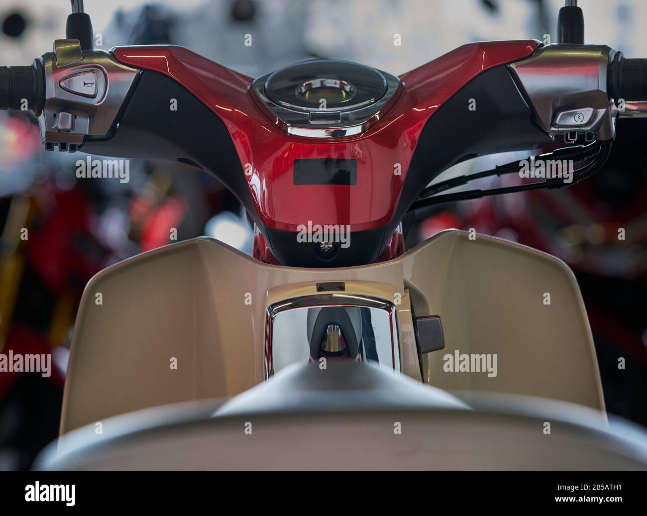 Close-up image of a motorcycle dashboard with ABS, Oil and Turn Signal ...