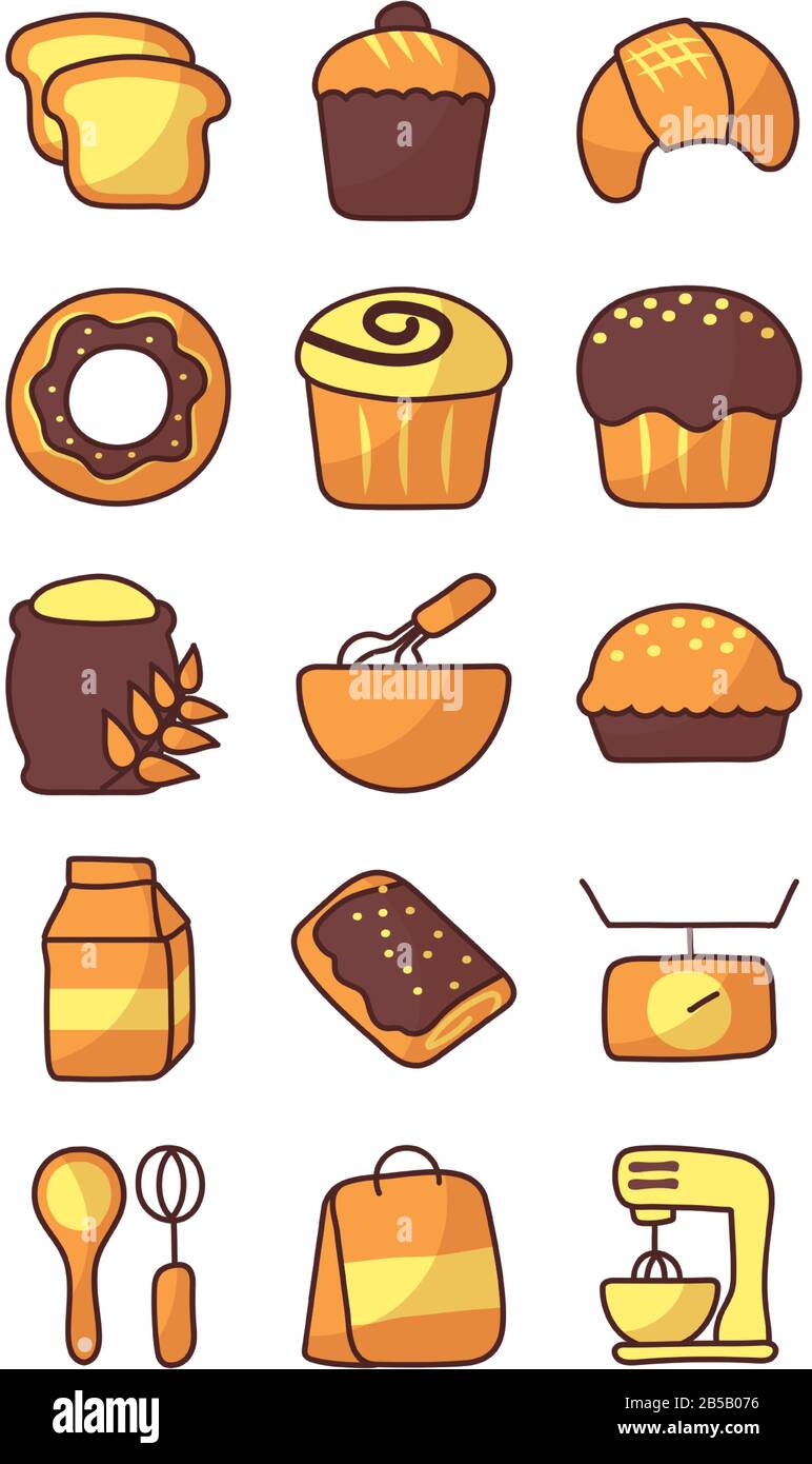 set of icons bakery on white background vector illustration design ...