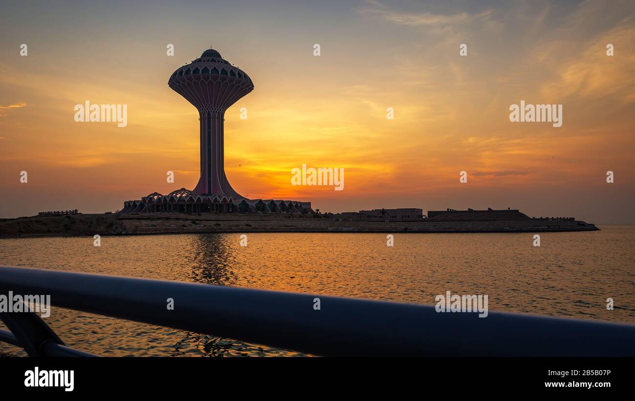 Morning view of Al Khobar water tower in Khobar Corniche - Saudi Arabia ...