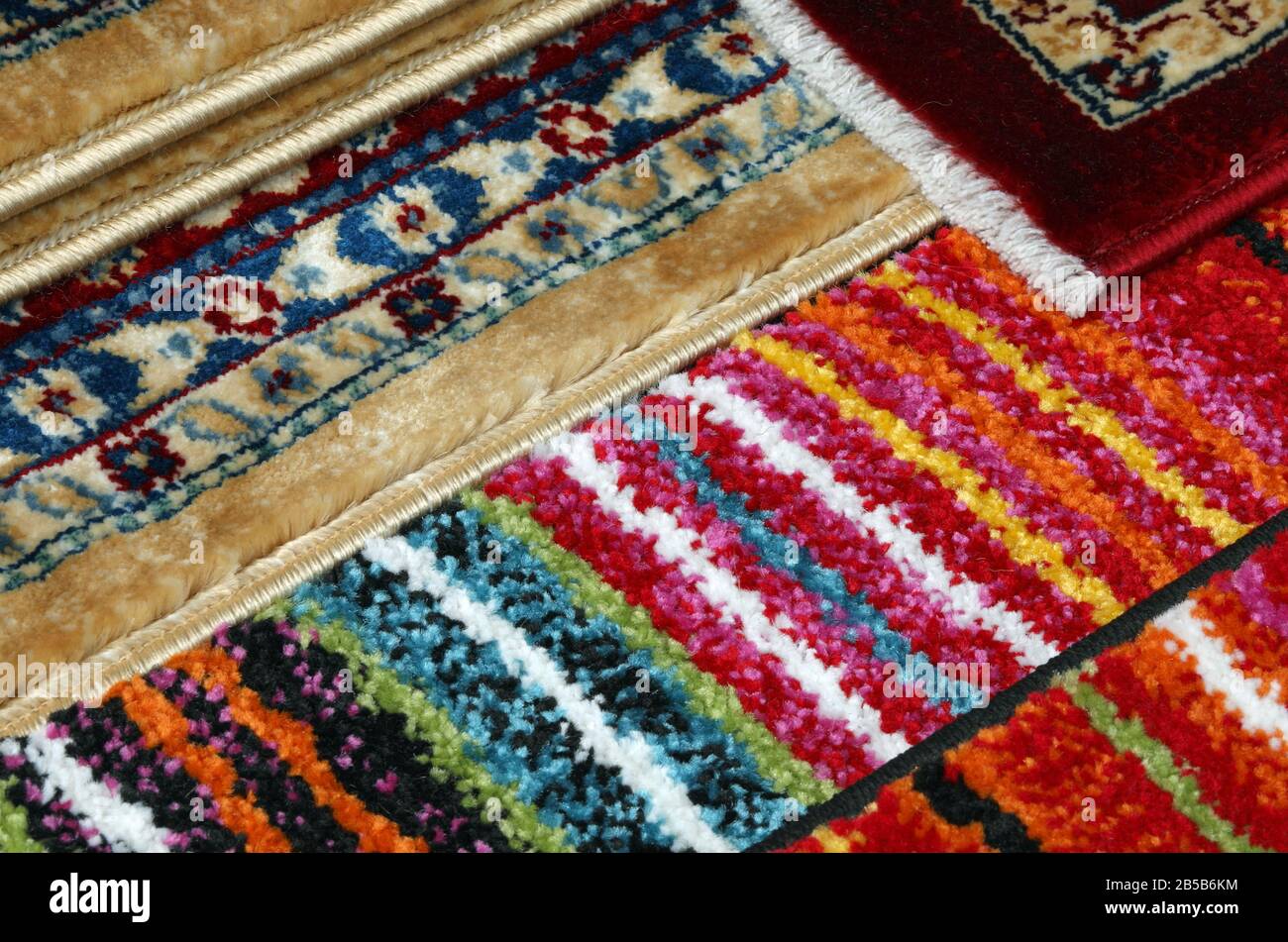background of many carpets to decorate your home Stock Photo - Alamy