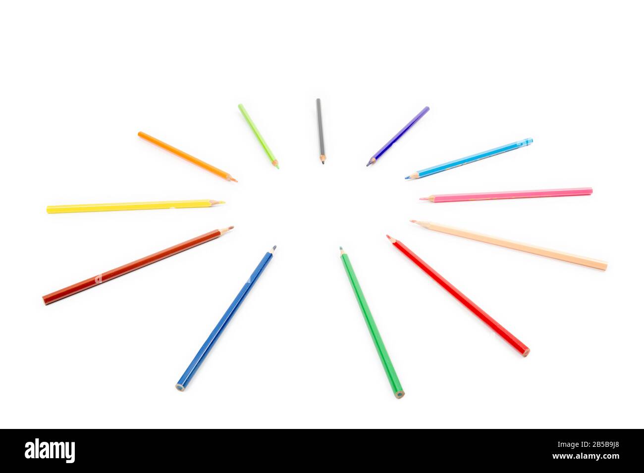 round radius and circle arrangement by blunt colour pencils directed ...