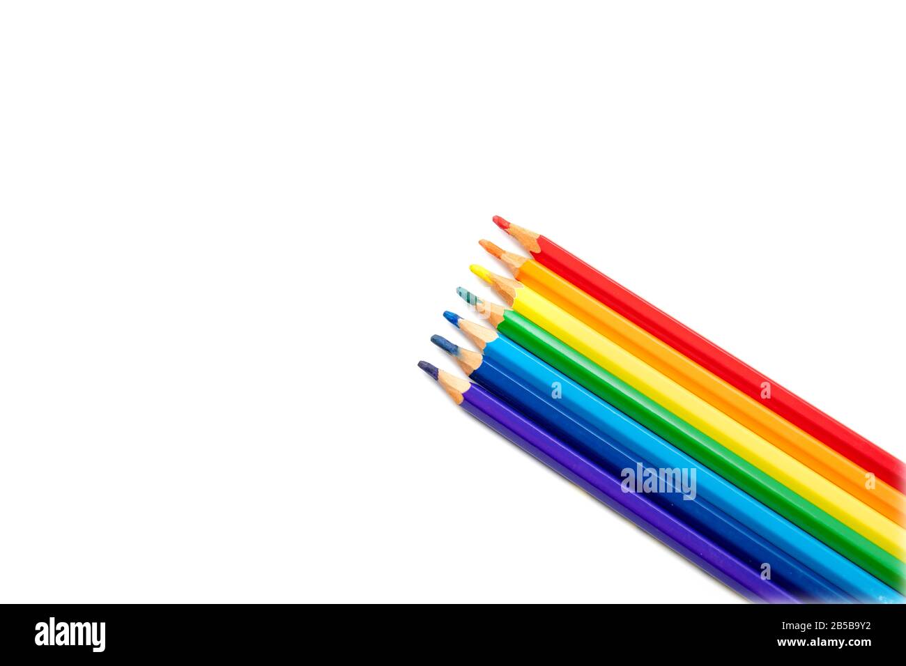 Beautiful blunt colour pencils are arranged together ready to use, it's ...