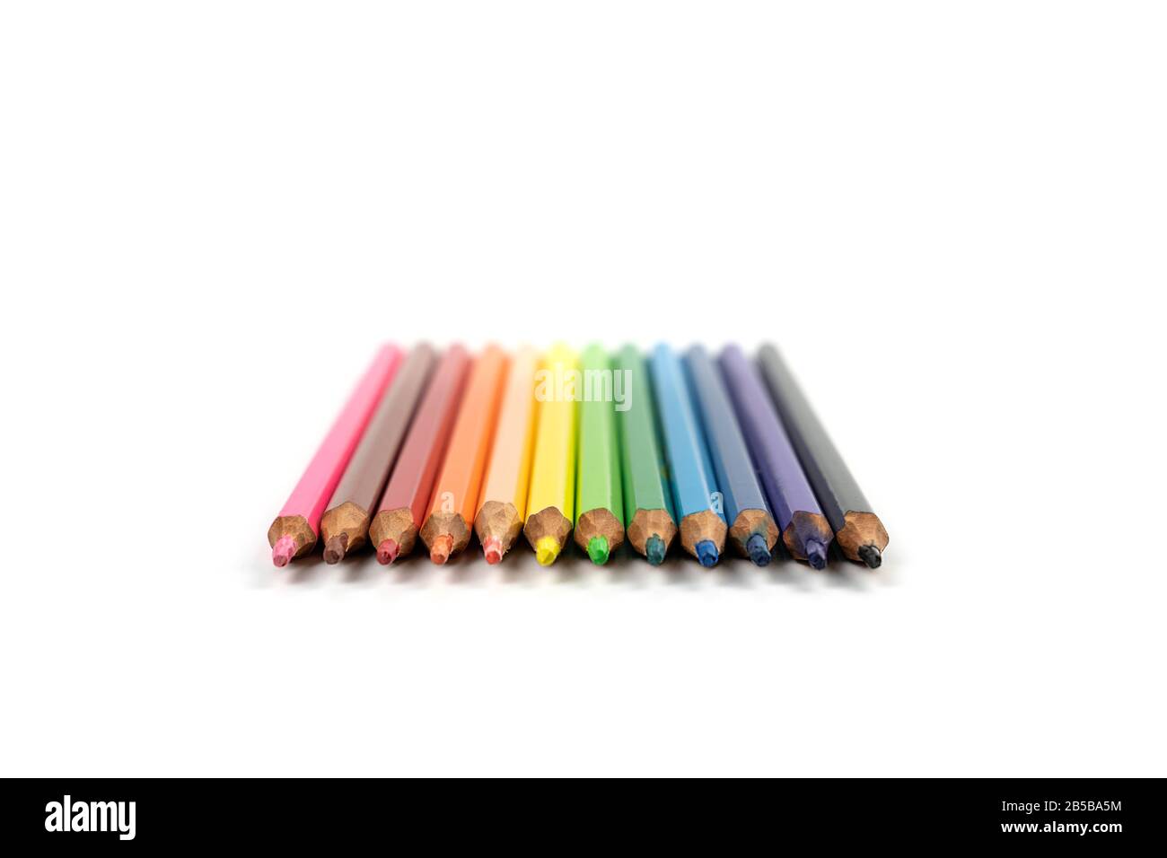 Beautiful blunt colour pencils are arranged together ready to use, it's ...