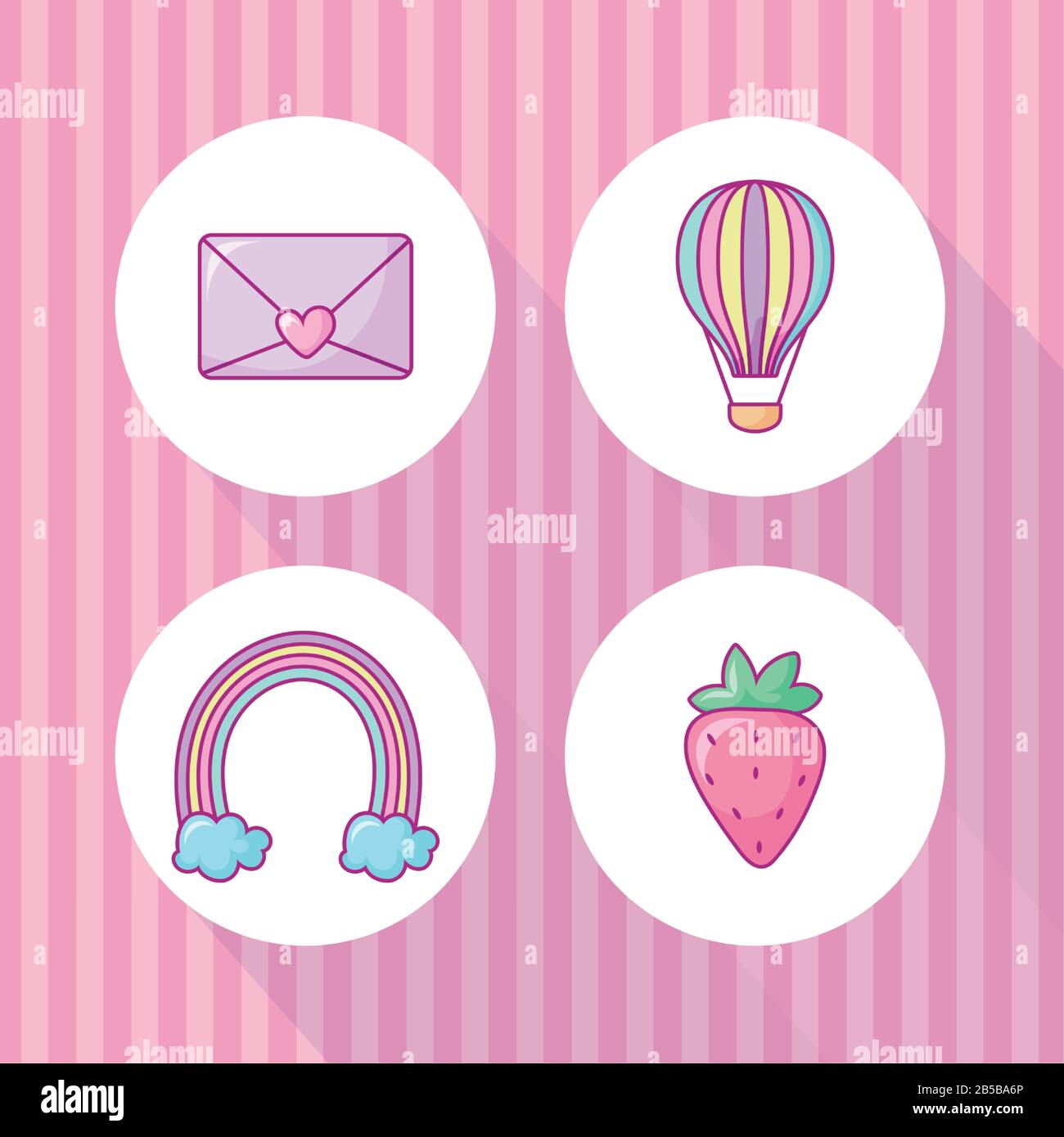kawaii icon set over pink background, colorful design, vector ...