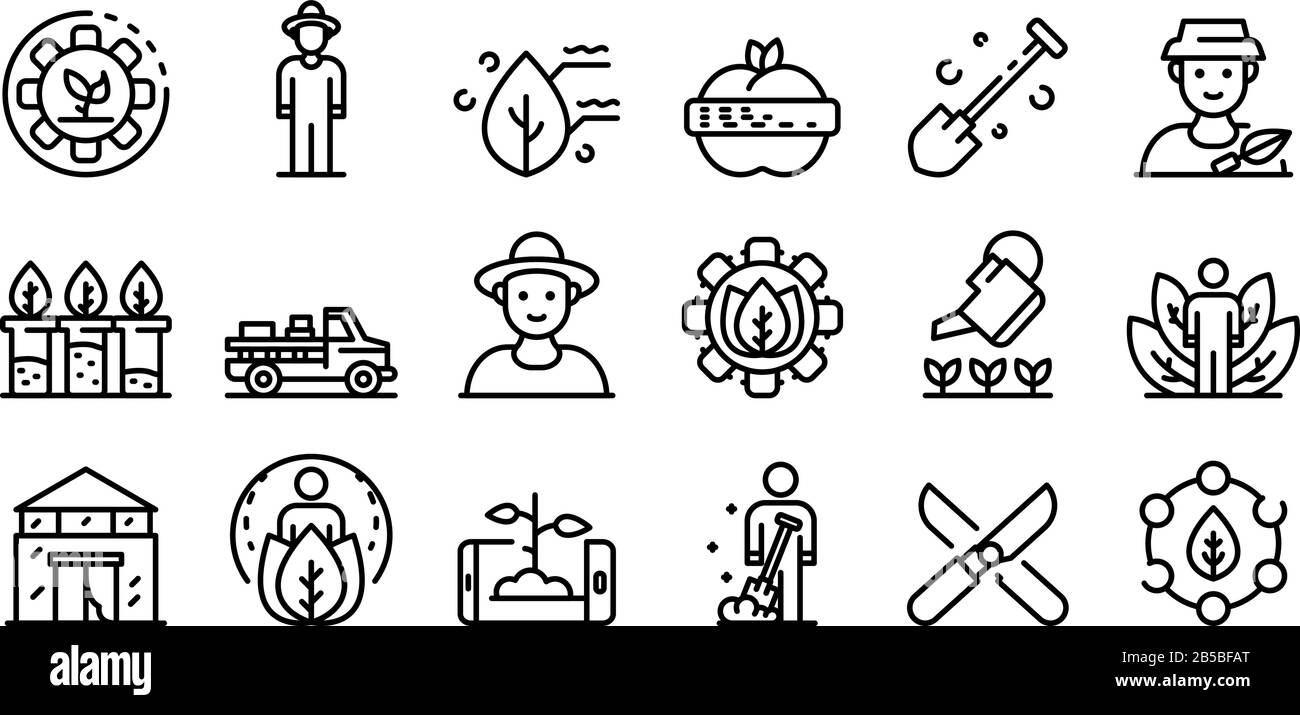 Agronomist icons set, outline style Stock Vector Image & Art - Alamy