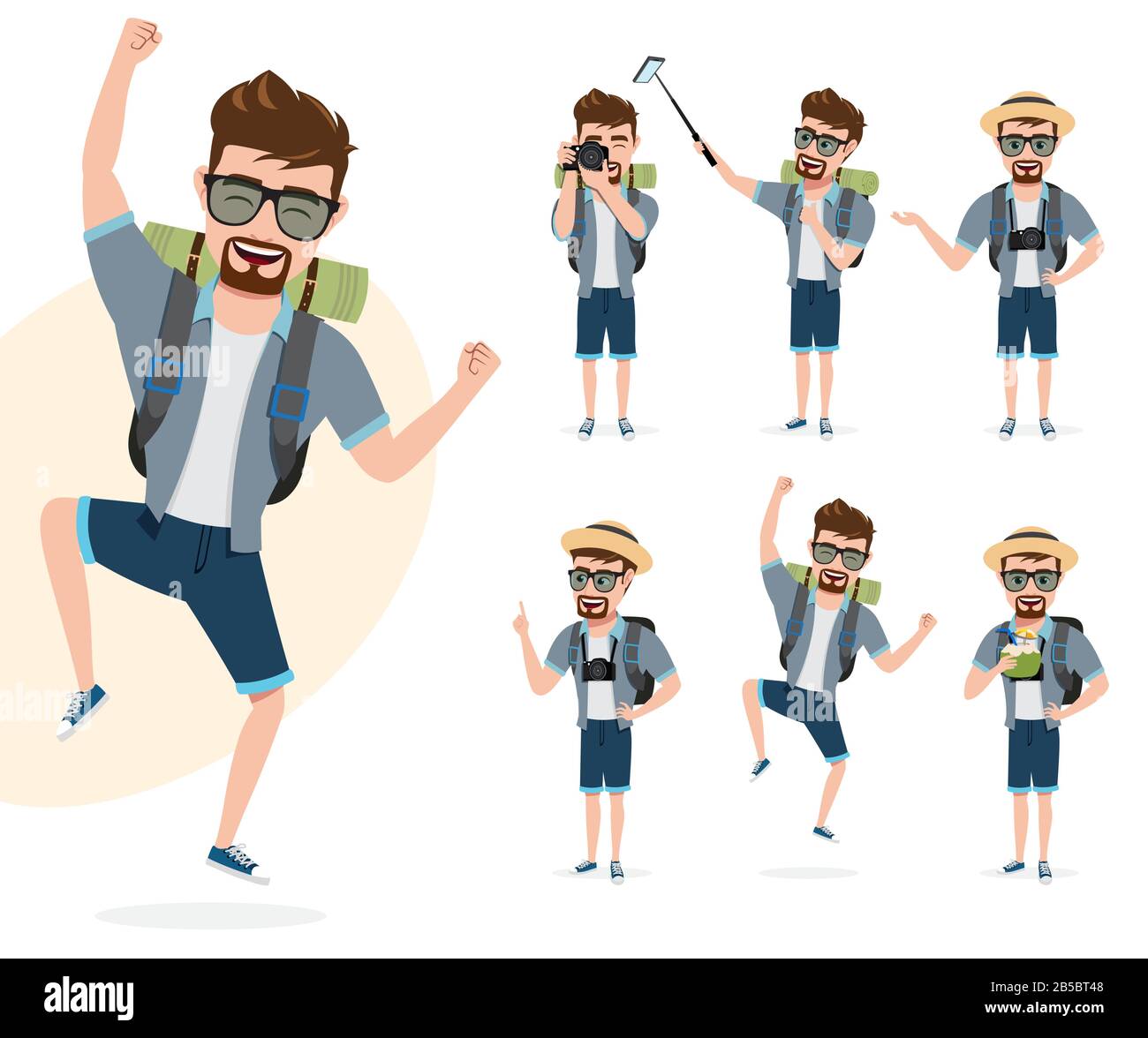 Happy man hiker in Stock Vector Images - Alamy