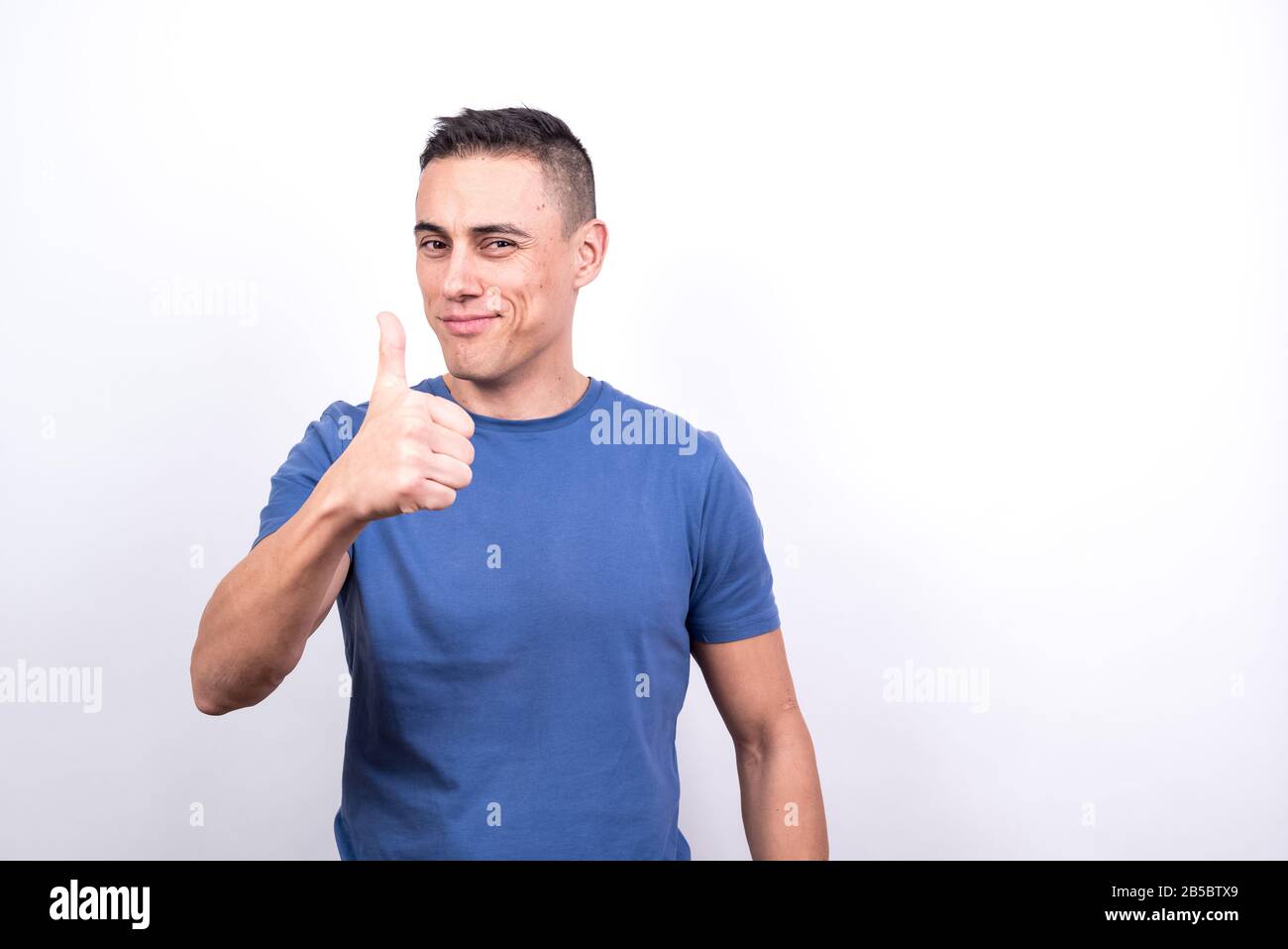 Satisfied man. White background, Medium shot Stock Photo - Alamy