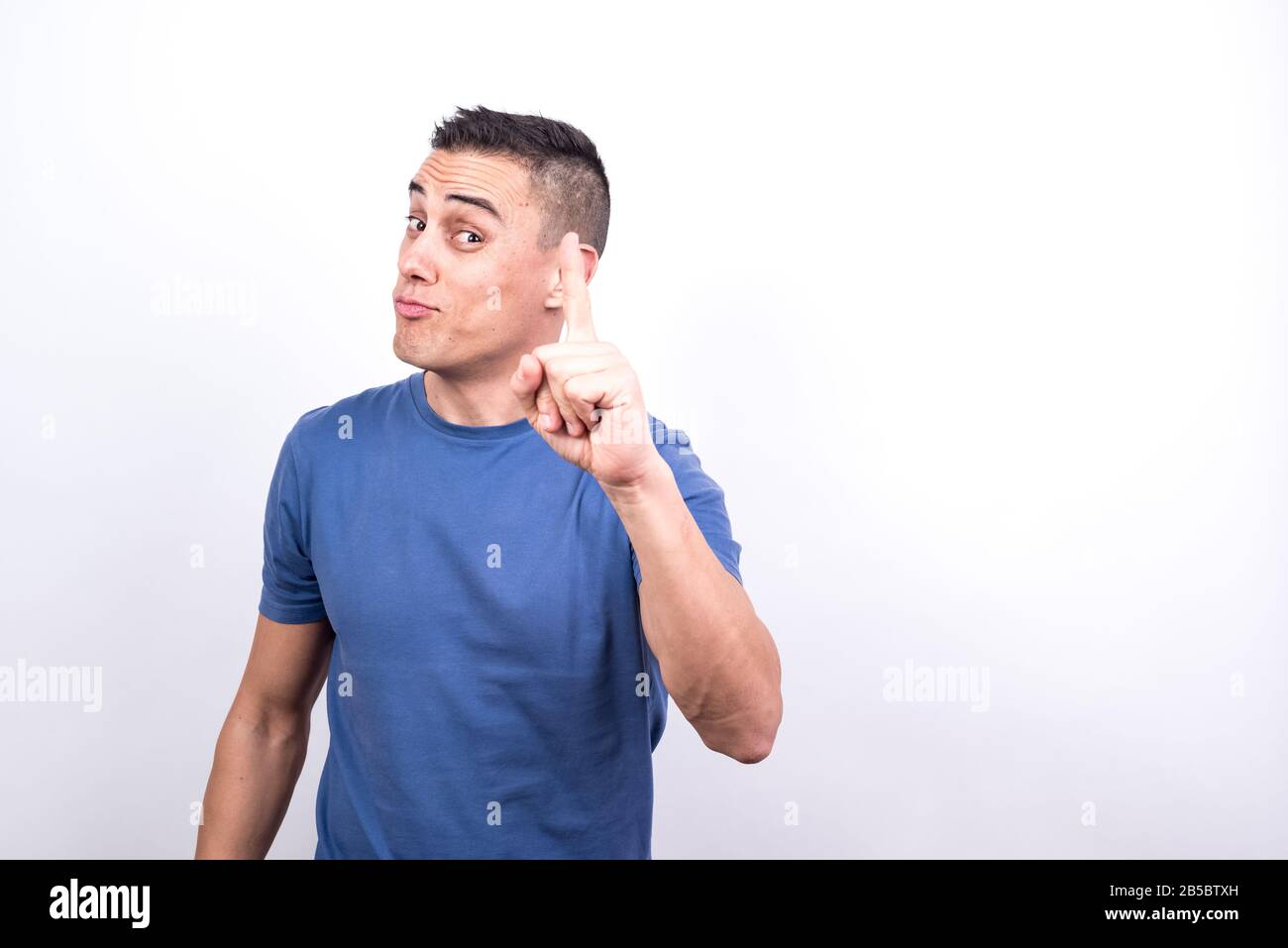 Clever man. White background, Medium shot Stock Photo - Alamy