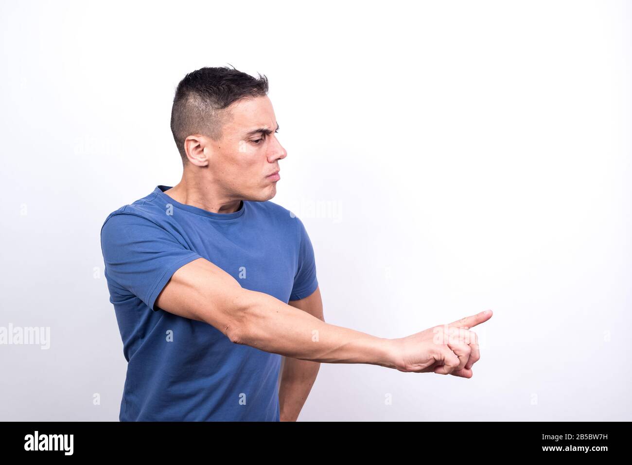 Man scolding someone. White background, Medium shot Stock Photo - Alamy