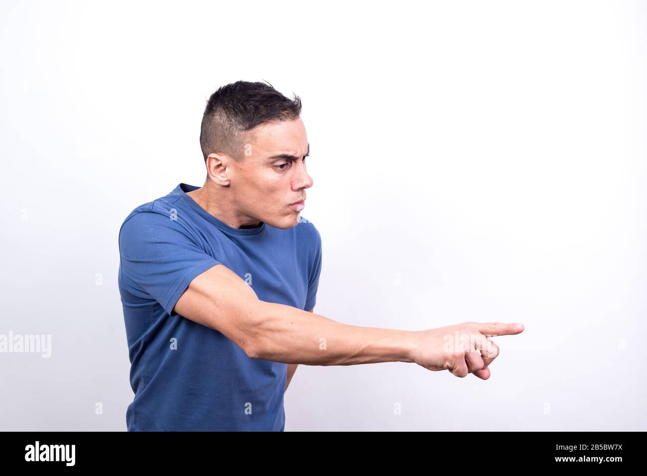 Man scolding someone. White background, Medium shot Stock Photo - Alamy