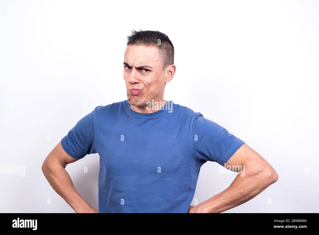 Man scolding someone. White background, Medium shot Stock Photo - Alamy