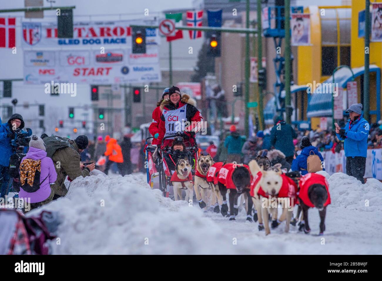March 7, 2020: Musher Laura Neese, Iditarod Race start, Anchorage ...