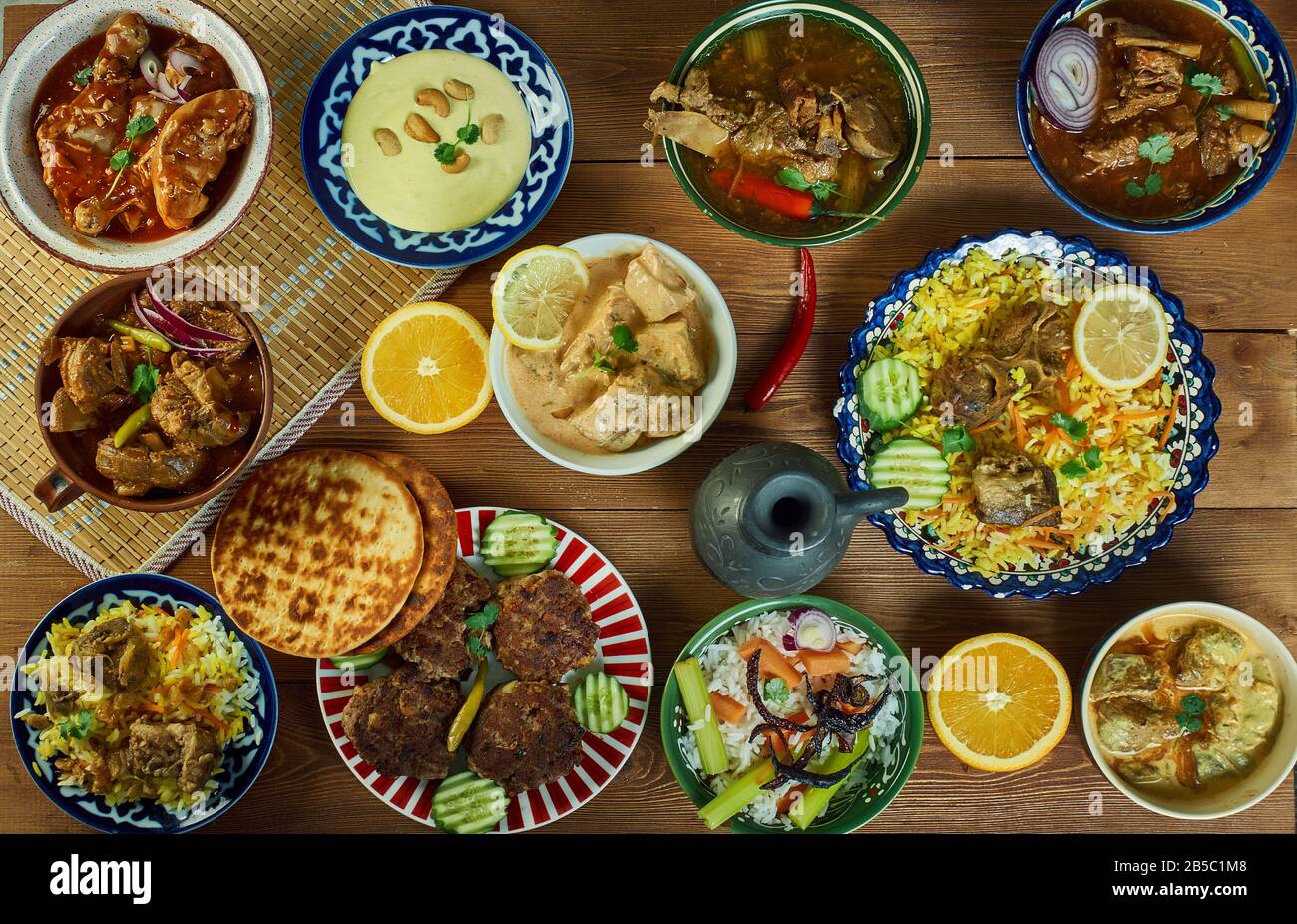 Awadhi cuisine, Traditional assorted Indian dishes, Top view Stock ...