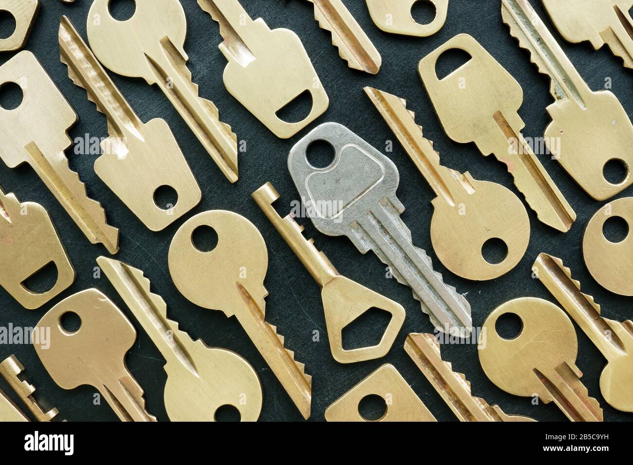 Key to success surrounded yellow keys. Be different Stock Photo - Alamy