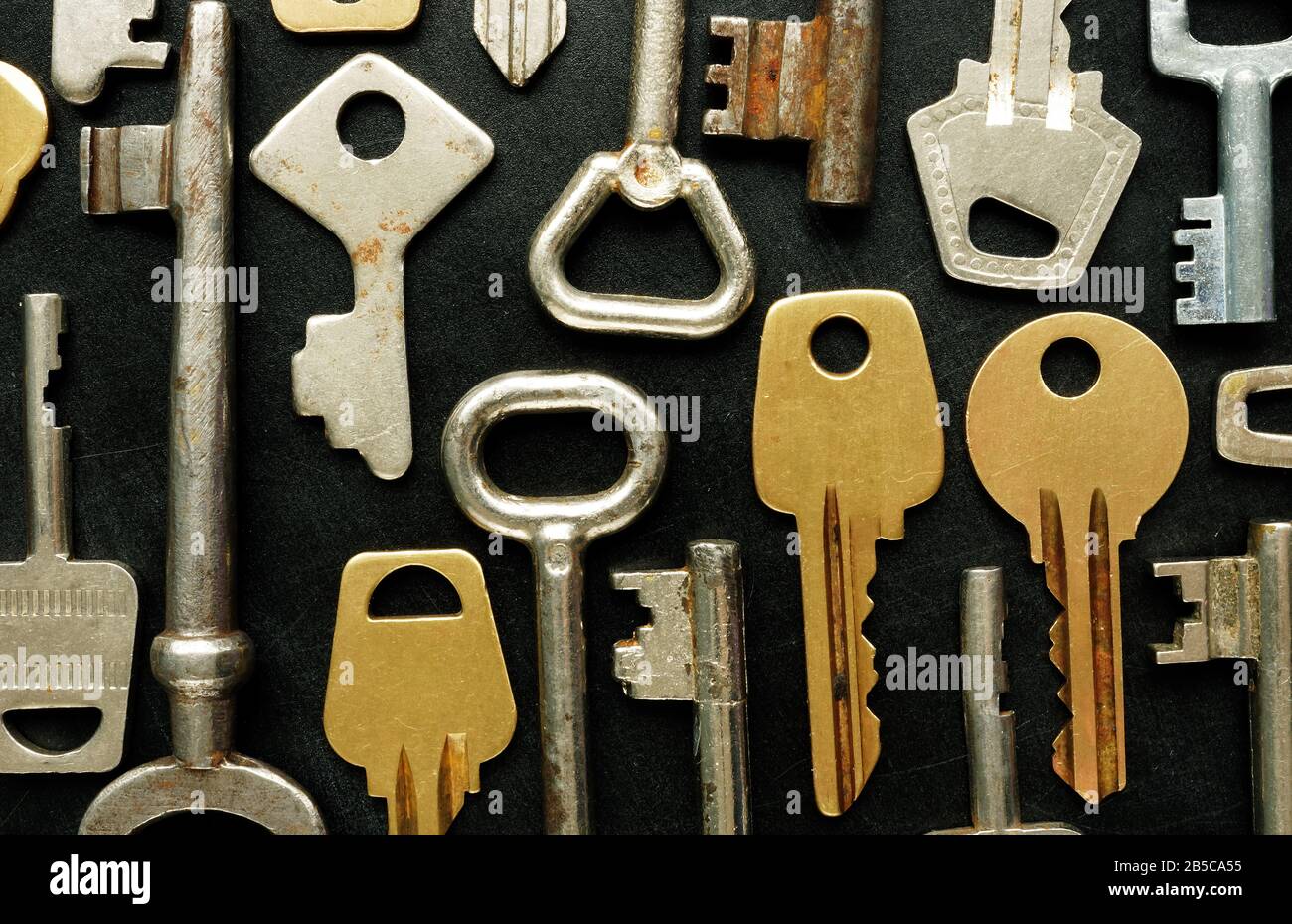 Close up background with various retro vintage metal keys Stock Photo ...