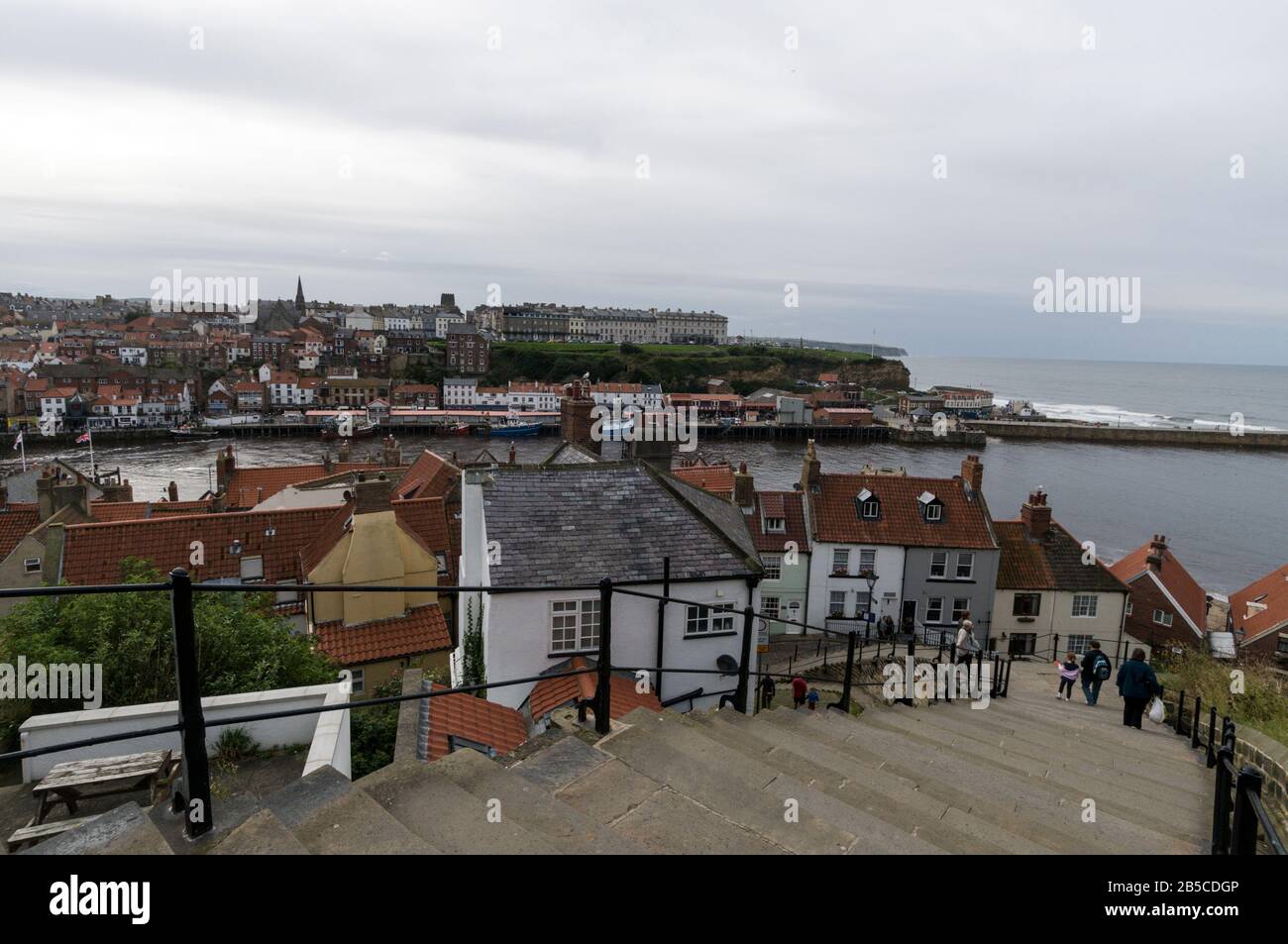One of Whitby's landmarks, the 199 steps towards the harbour in the ...