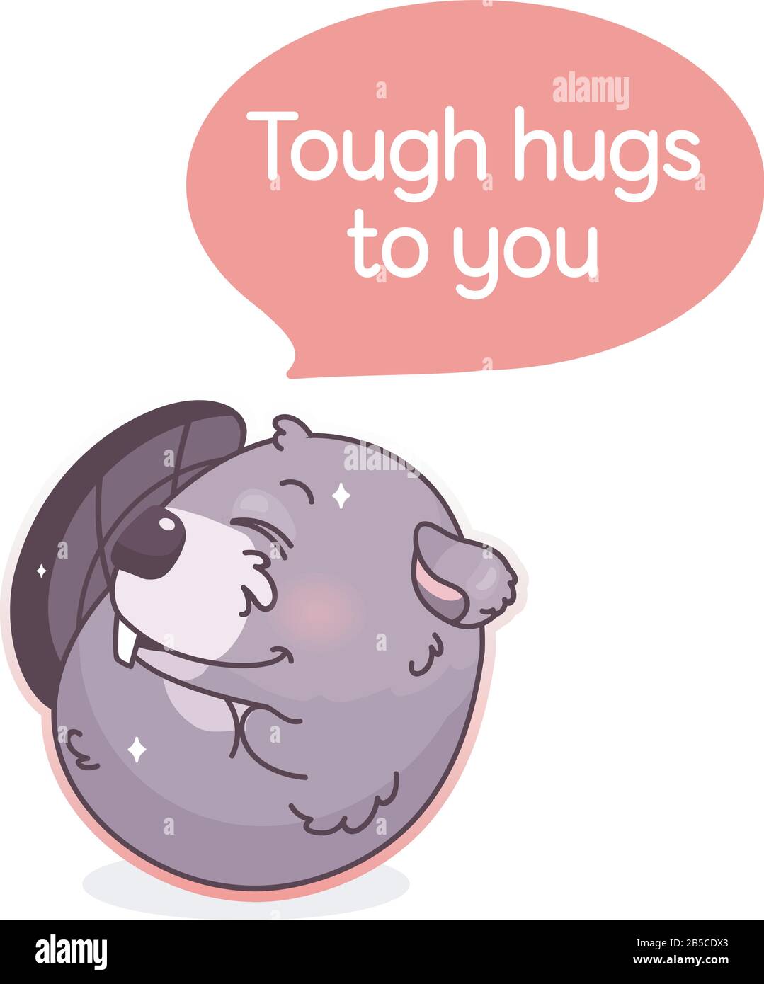 Cute beaver cartoon kawaii vector character. Tough hugs to you phrase ...