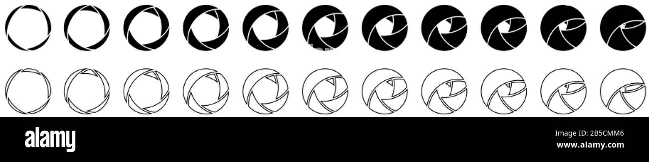 Camera lens diaphragm row with various aperture values Stock Vector ...