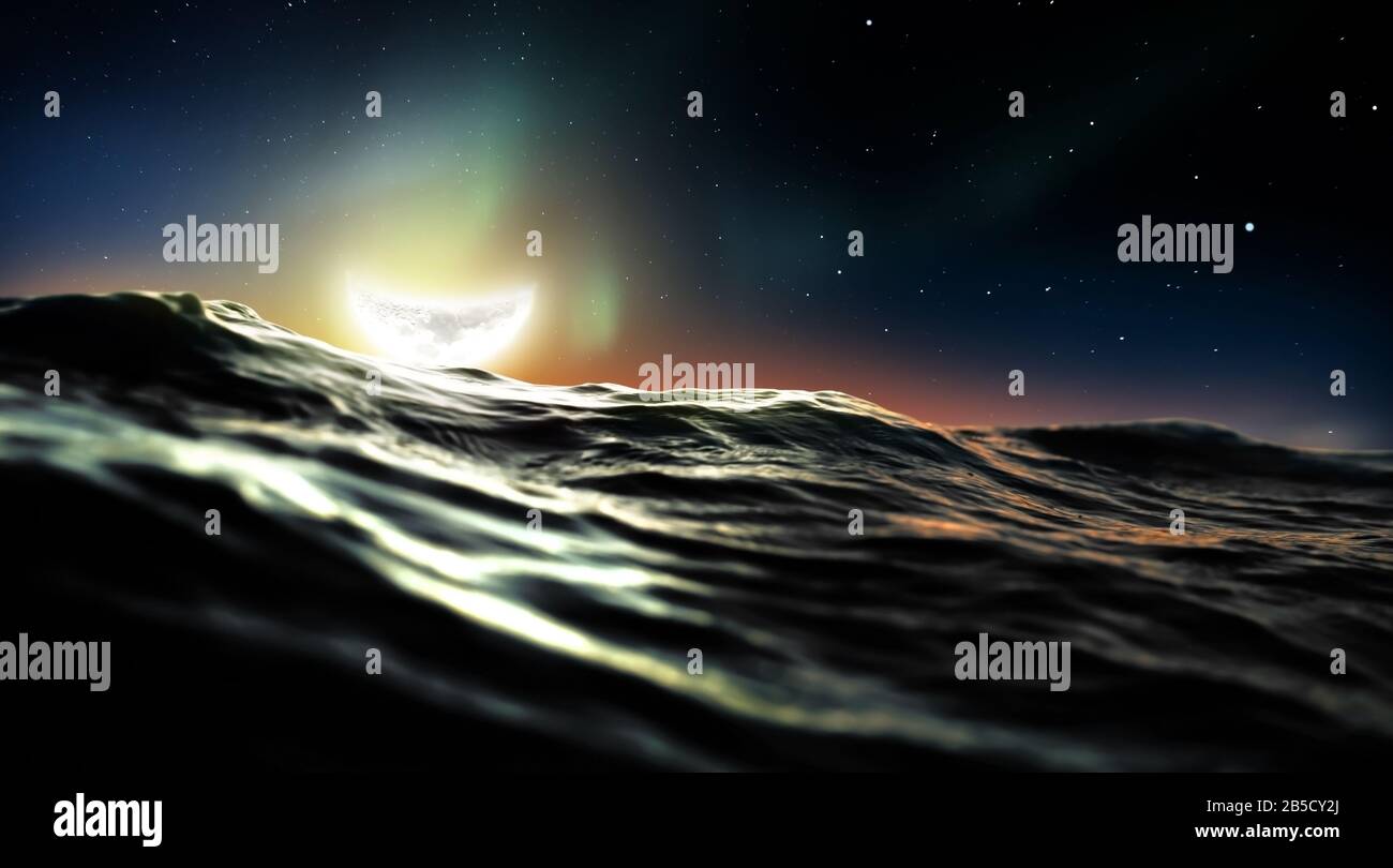 Ocean and moon hi-res stock photography and images - Alamy