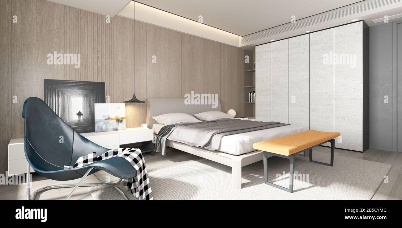 3d render of modern hotel room Stock Photo - Alamy