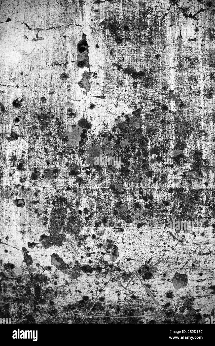 Peeling painted wall, detail of the passage of time, abandonment and ...