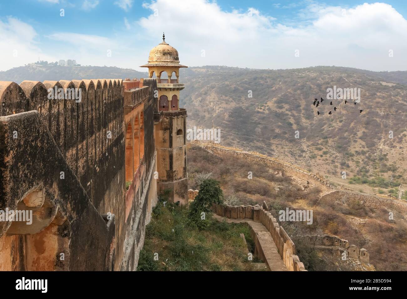 Ancient Fort tower at Jaigarh Fort Jaipur Rjasthan with scenic aerial ...
