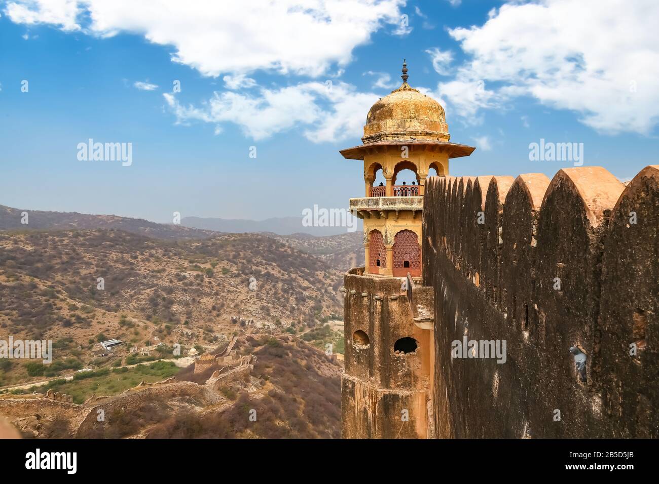 Ancient Fort tower at Jaigarh Fort Jaipur Rjasthan with scenic aerial ...
