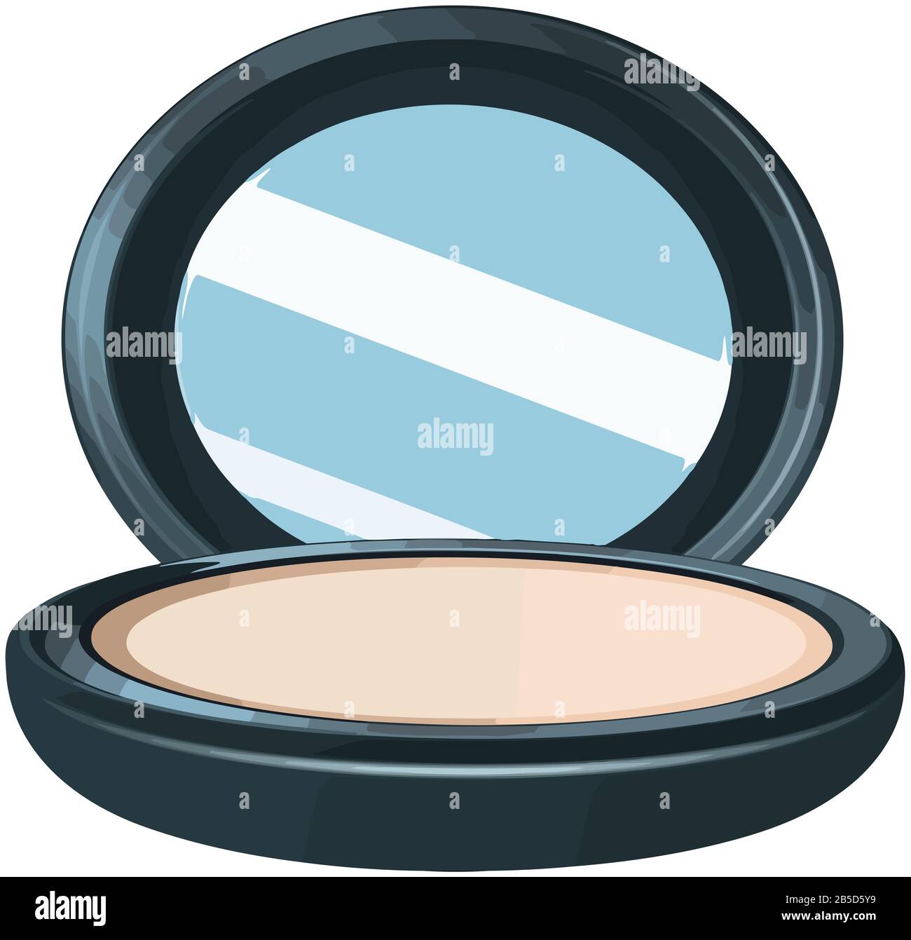 makeup base cosmetic female fashion facial powder mirror black ...