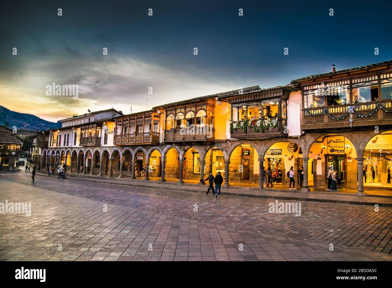 Cusco, Peru - Jan 6, 2019: Historic Colonial Buildings on the Plaza de ...
