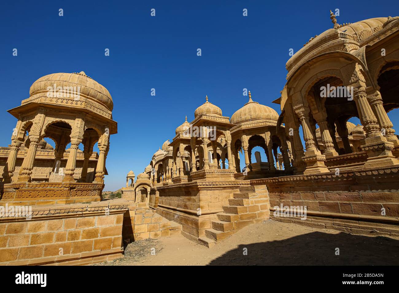 Historic ruins of royal cenotaphs at Bada Bagh Jaisalmer Rajasthan ...