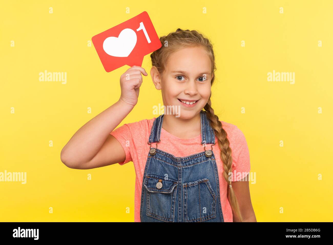 Like and comment for child blogging. Portrait of happy little girl in ...