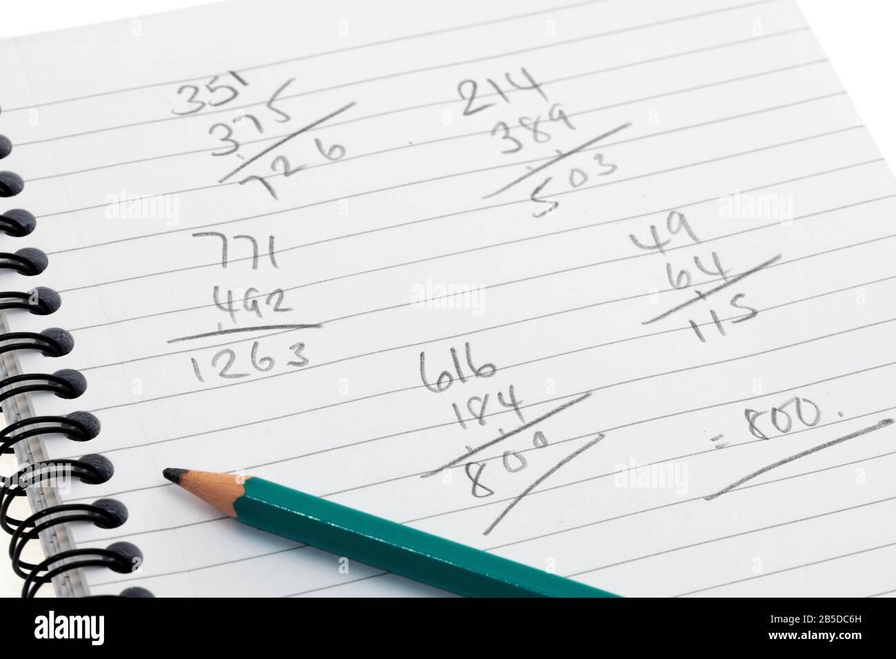 Handwritten math calculations on a paper note pad Stock Photo - Alamy