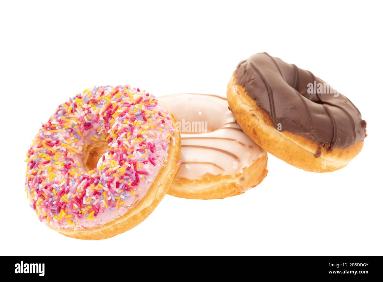 Three ring donuts - white background Stock Photo - Alamy