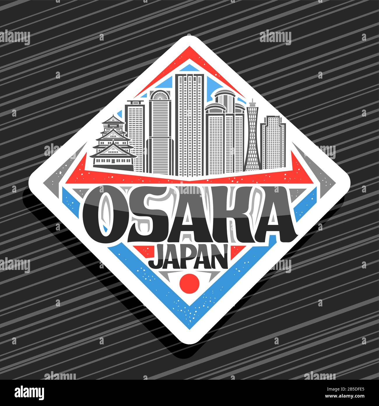 Vector logo for Osaka, white decorative rhombus label with line ...