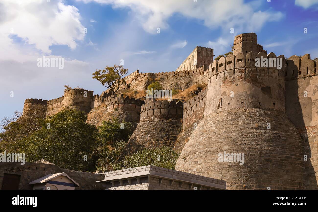 Kumbhalgarh Fort Rajasthan at sunset. Kumbhalgarh is a Mewar fortress ...