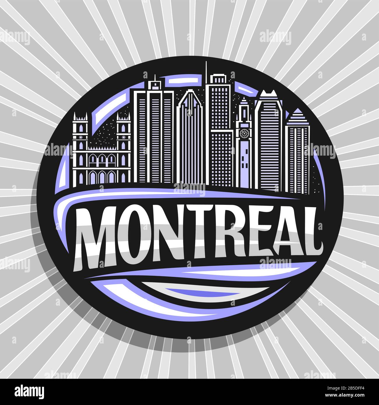 Vector logo for Montreal, black decorative circle sticker with line ...